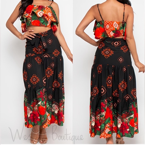 Milk & Honey | Dresses | Nwt Womens 2 Piece Crop Top And Maxi Skirt ...